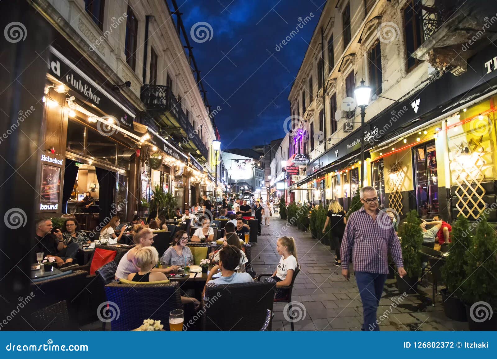 Bucharest Old City at Night , Romania Editorial Photography - Image of ...