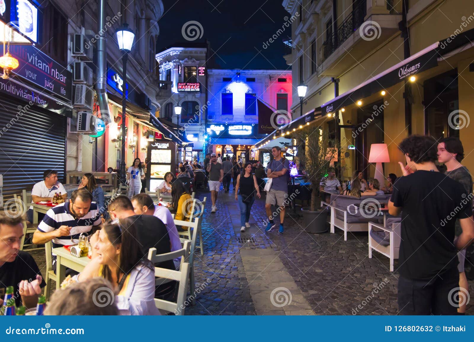 Bucharest Old City at Night , Romania Editorial Photography - Image of ...