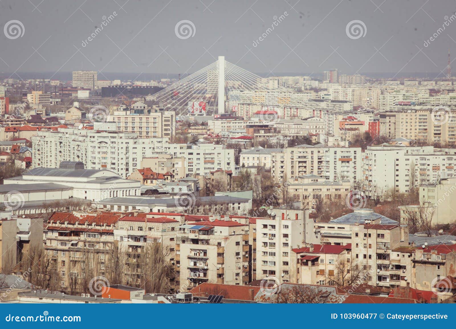 Bucharest panorama stock image. Image of high, europe - 103960477