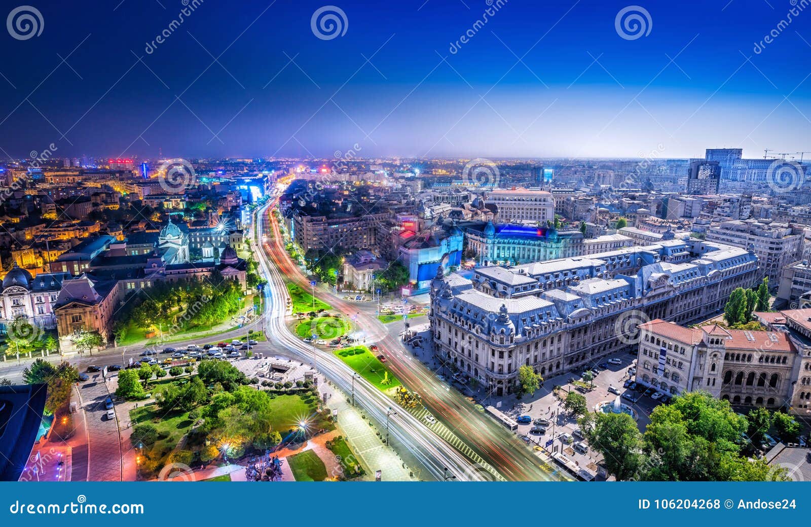 Bucharest panorama stock photo. Image of buildings, square - 106204268