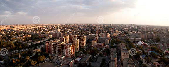 Bucharest Panoramic Sunset View Stock Photo - Image of green, building ...