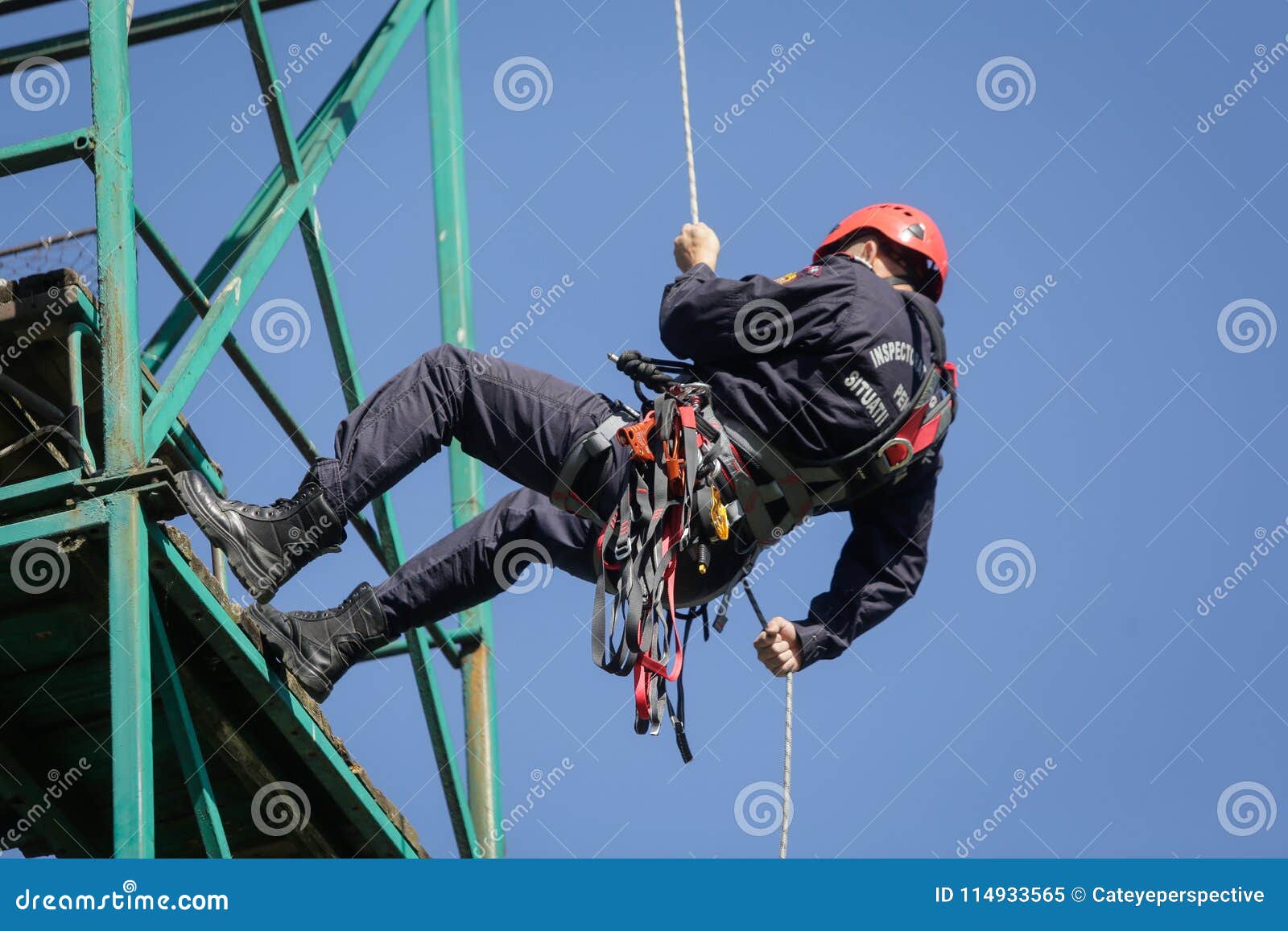 Firefighters are Rappelling and Climbing Ropes Editorial Image - Image ...
