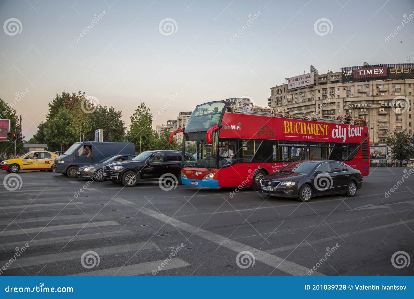 Sightseeing Bus on the Central Streets of Bucharest Editorial Stock ...