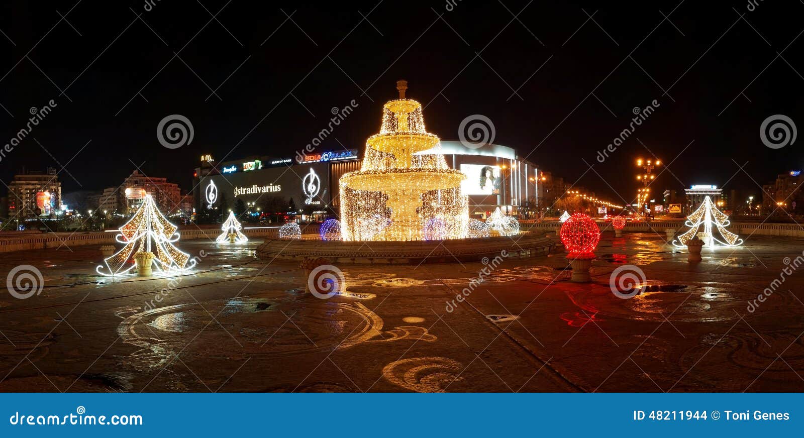 BUCHAREST, ROMANIA - DEC 22 2014: Christmas Lights in Editorial Stock ...