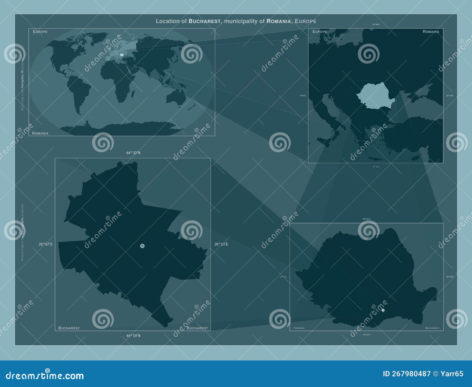 Bucharest, Romania. Described Location Diagram Stock Illustration ...