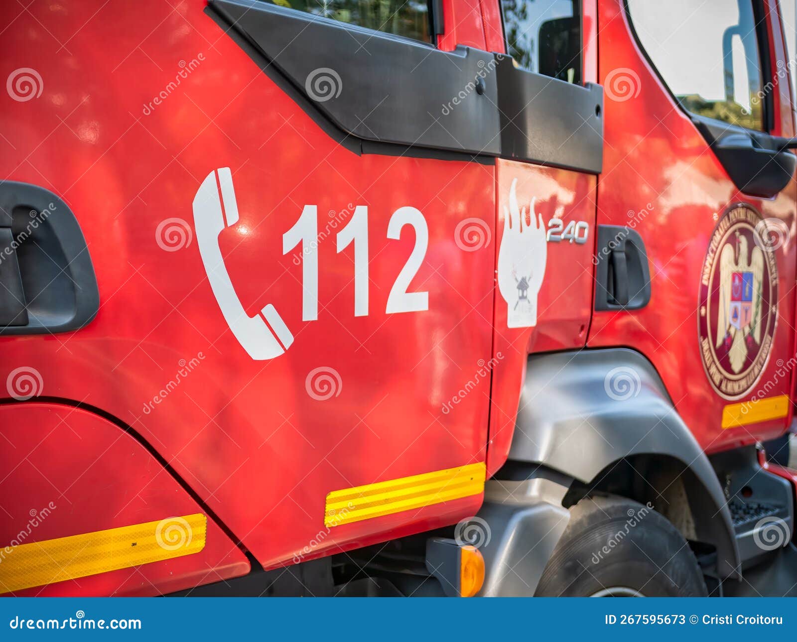 112 Emergency Number on a Fire Fighter Car Editorial Stock Photo ...