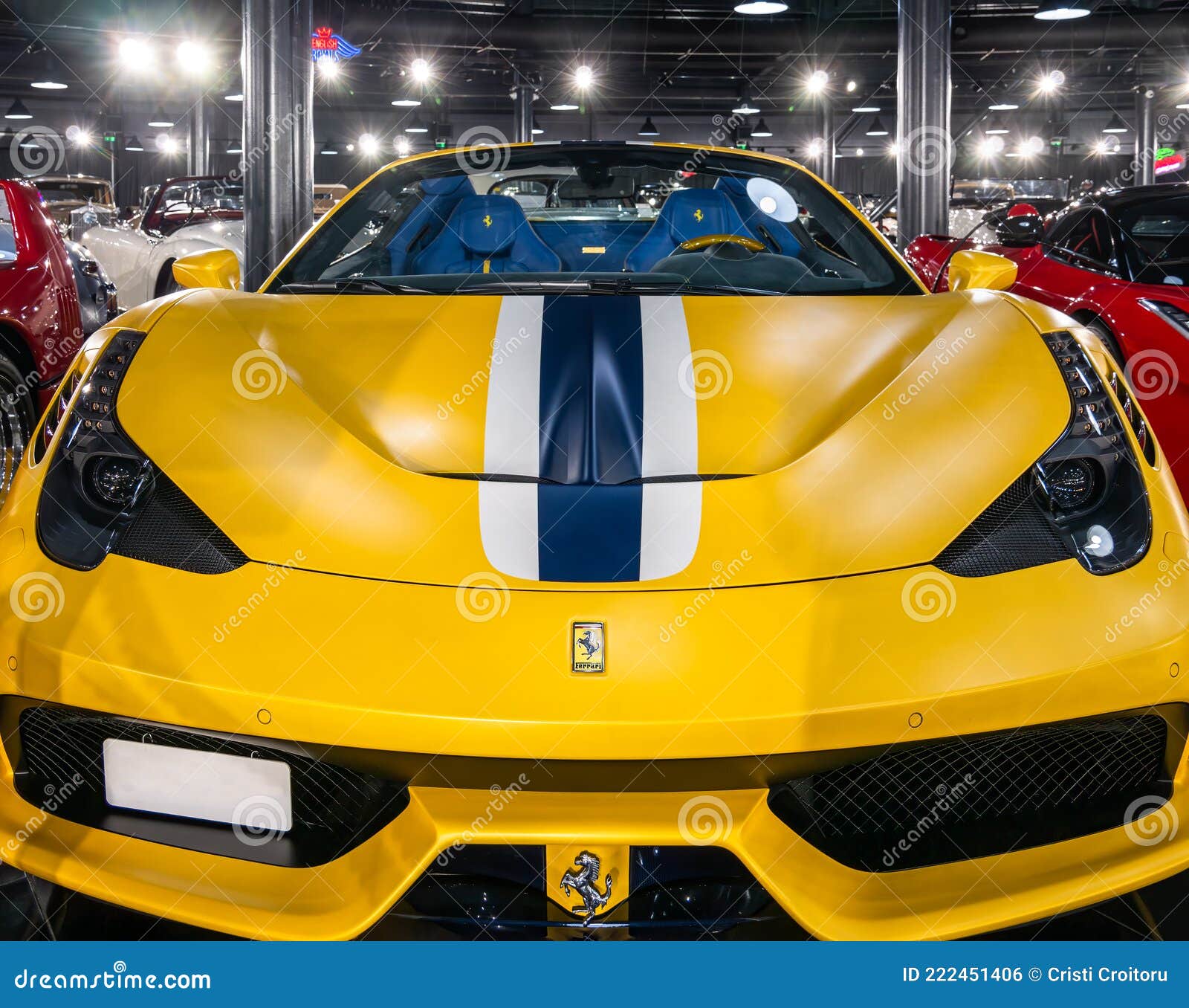 Front View with a Yellow Ferrari 458 Speciale Aperta 2015 Editorial ...