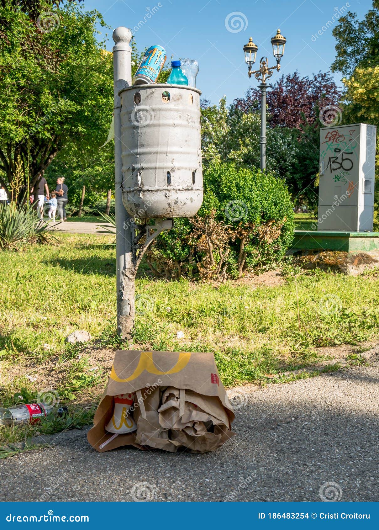 Bucharest/Romania - 05.30.2020: Garbage Bin Full of Trash. Overflowing ...