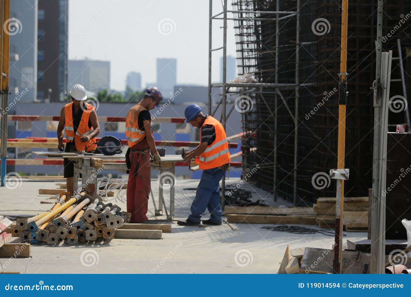 Workers on a Construction Site Editorial Stock Image - Image of ...