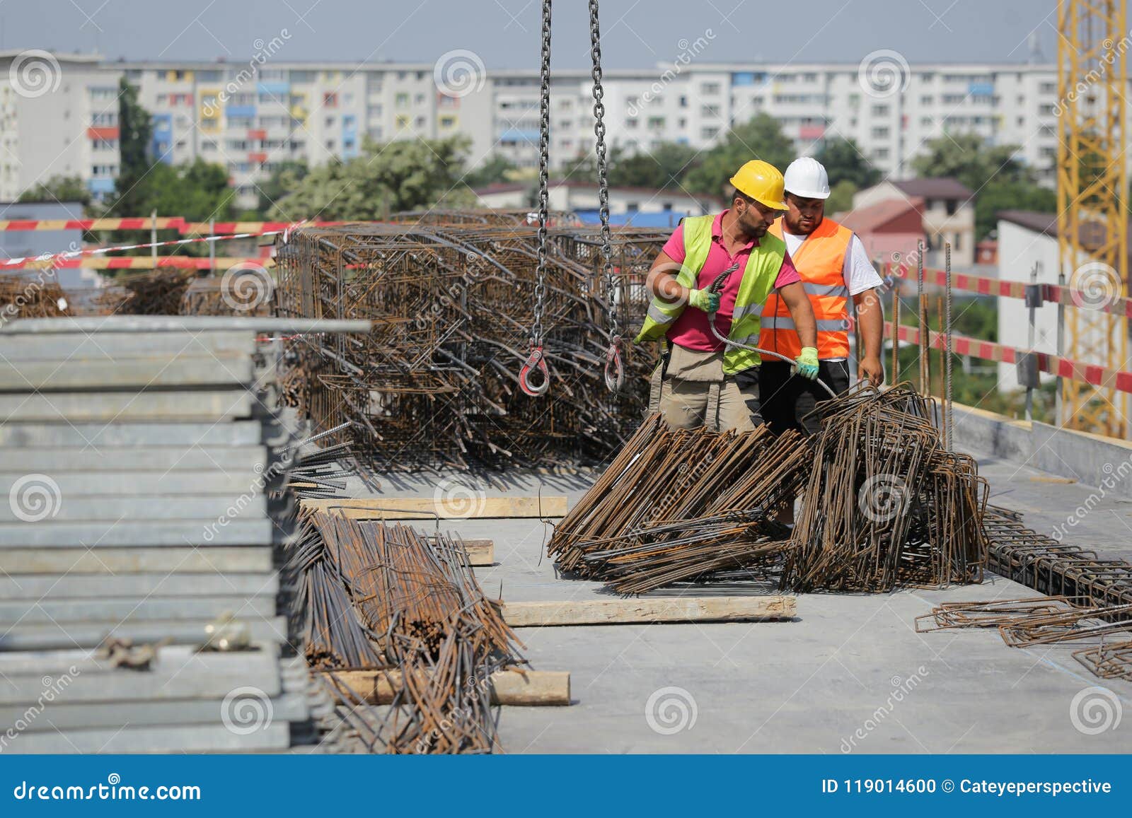 Workers on a Construction Site Editorial Image - Image of metal, male ...