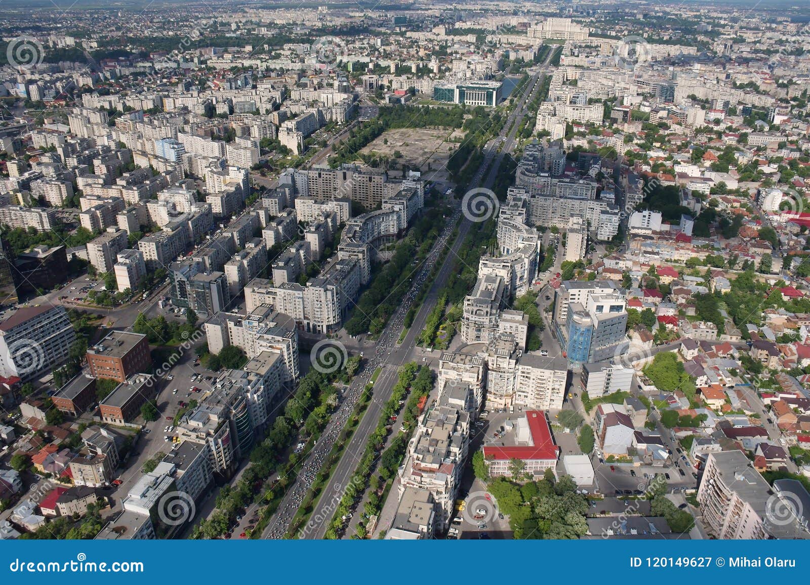 Bucharest, Romania, May 15, 2016: Aerial View of Unirii Boulevard in ...