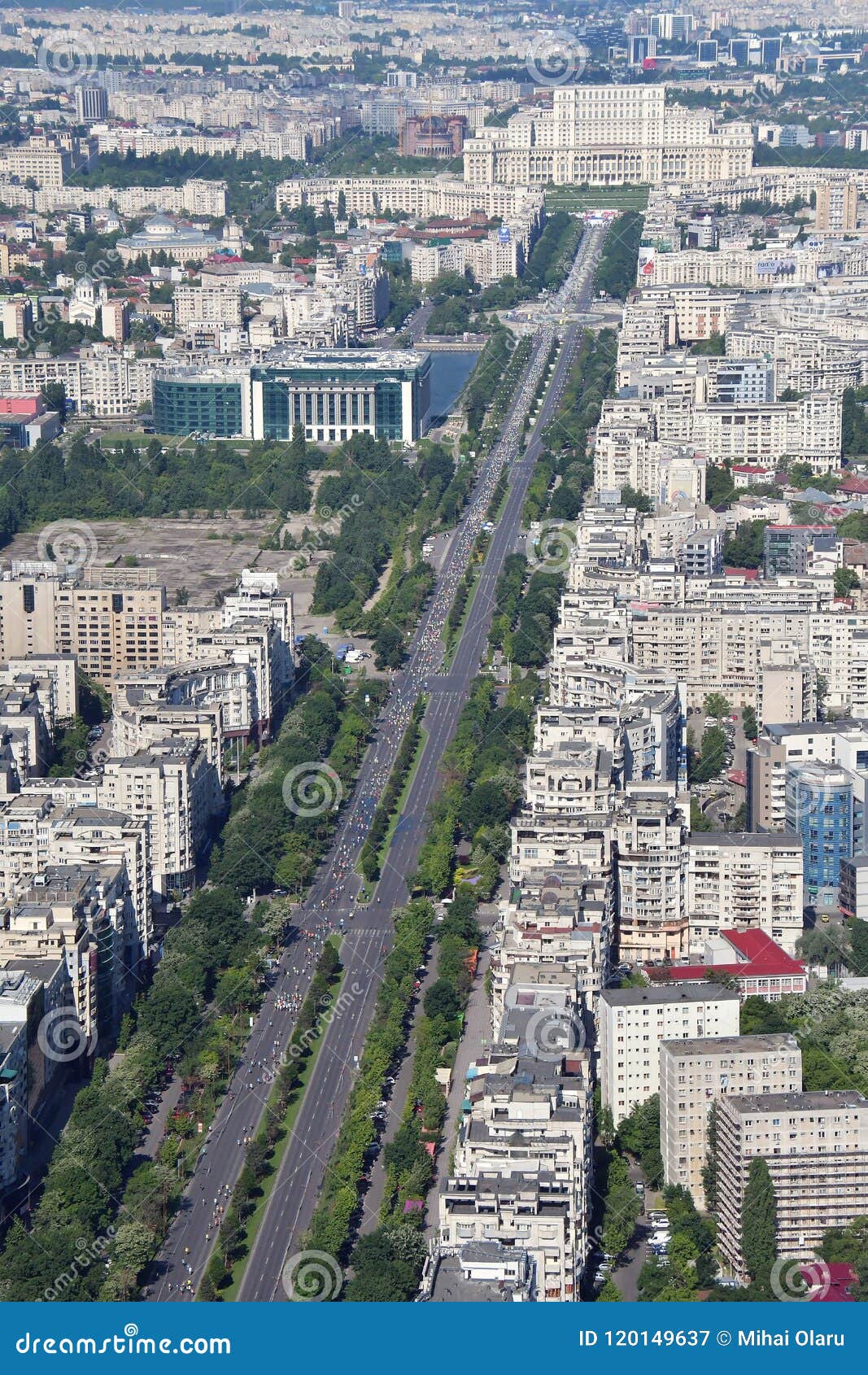 Bucharest, Romania, May 15, 2016: Aerial View of Unirii Boulevard in ...