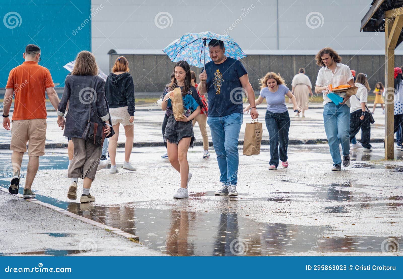 People with Umbrellas Walking in the Rain Editorial Stock Photo - Image ...