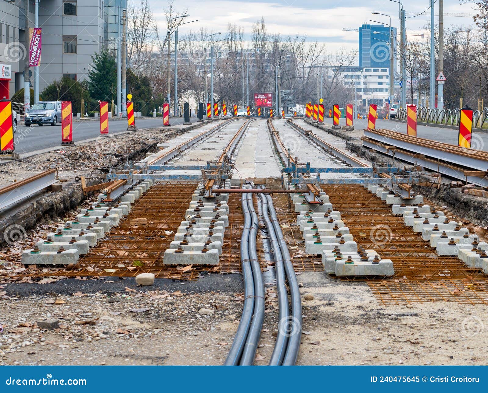 New Tramway Track Under Construction in Bucharest Editorial Image ...