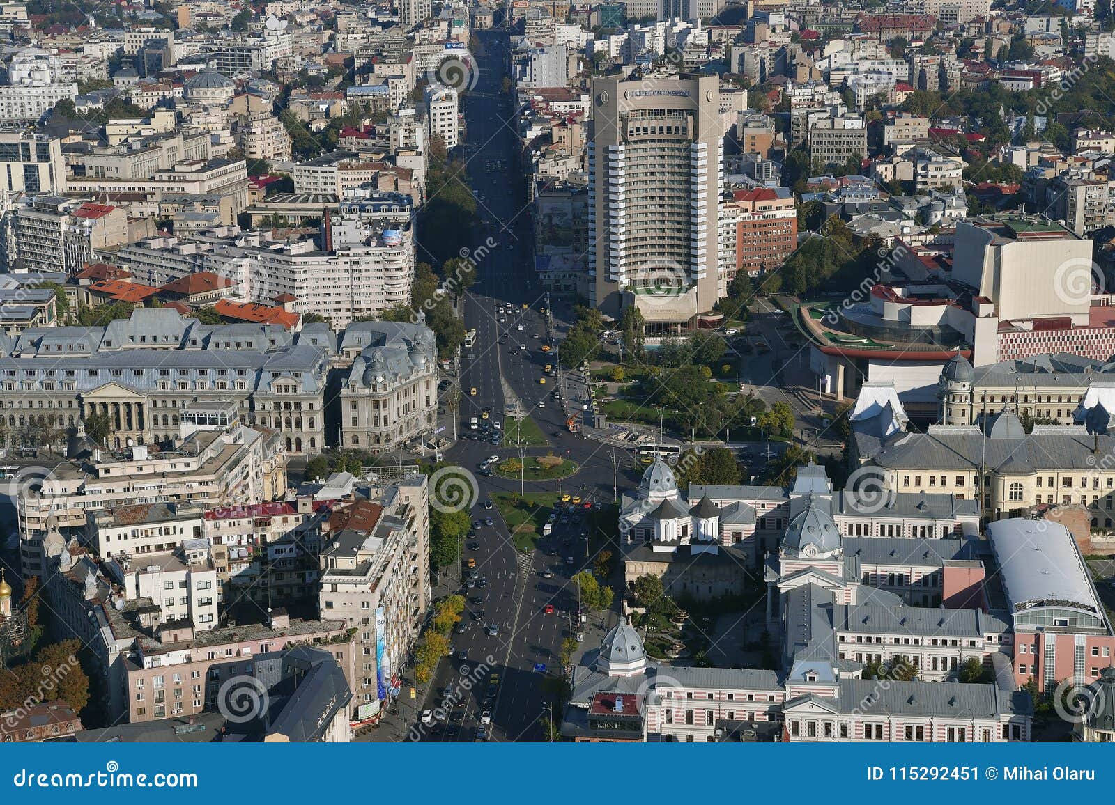 Bucharest, Romania, October 9, 2016: Aerial View of Universitatii ...