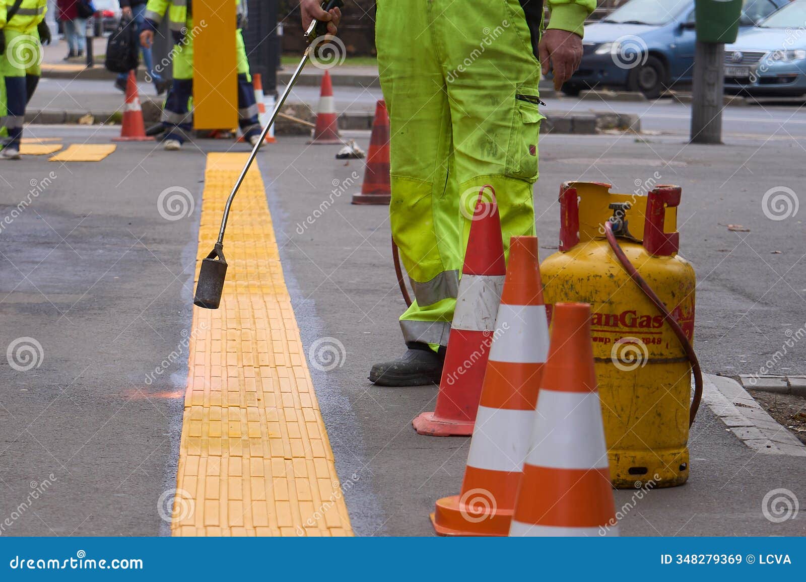 Installation of Tactile Paving Strips, Bucharest, Romania Editorial ...