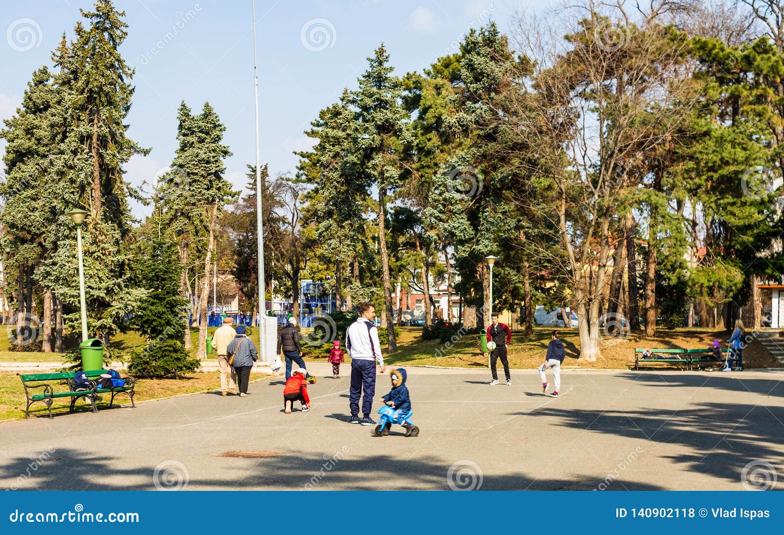 Bucharest, Romania - 2019. Young Guys Playing Ball with Kids Editorial ...