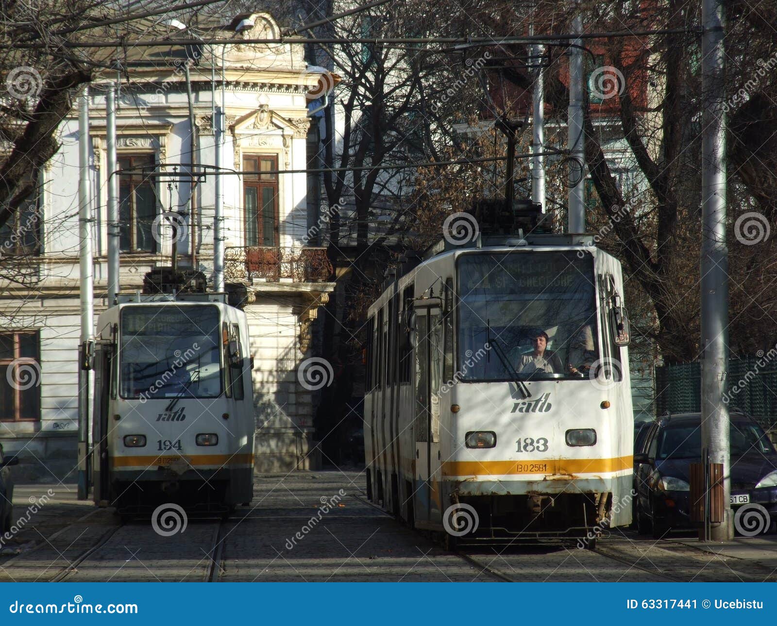 Bucharest s trams editorial photo. Image of perspective - 63317441