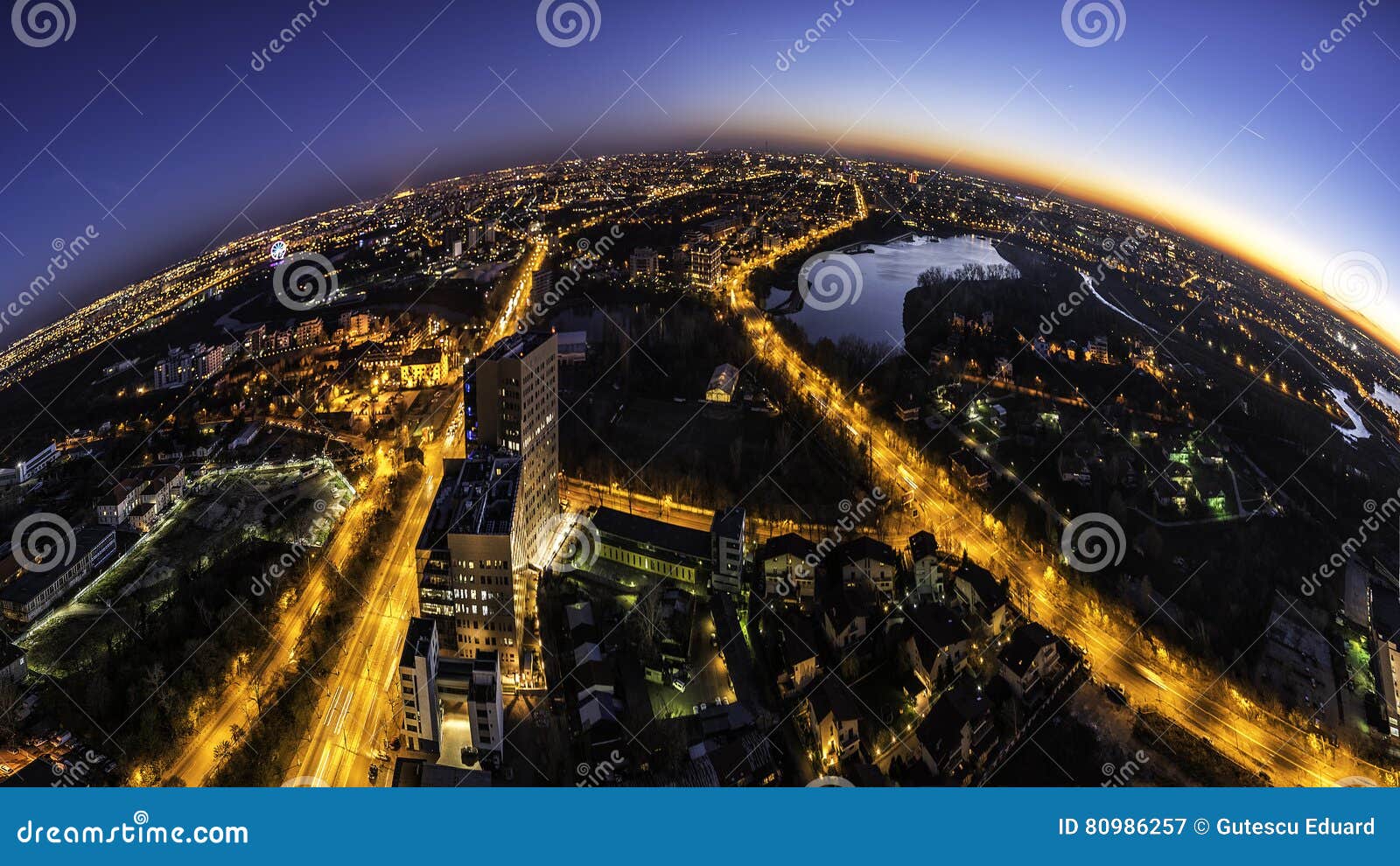 Bucharest Skyline Panorama At Night - Piata Victoriei Stock Photo ...