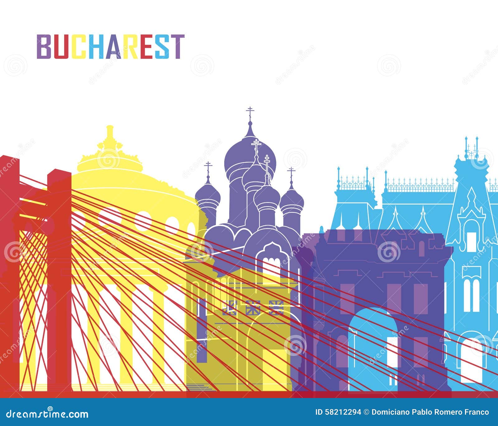 Bucharest skyline pop stock vector. Illustration of abstract - 58212294