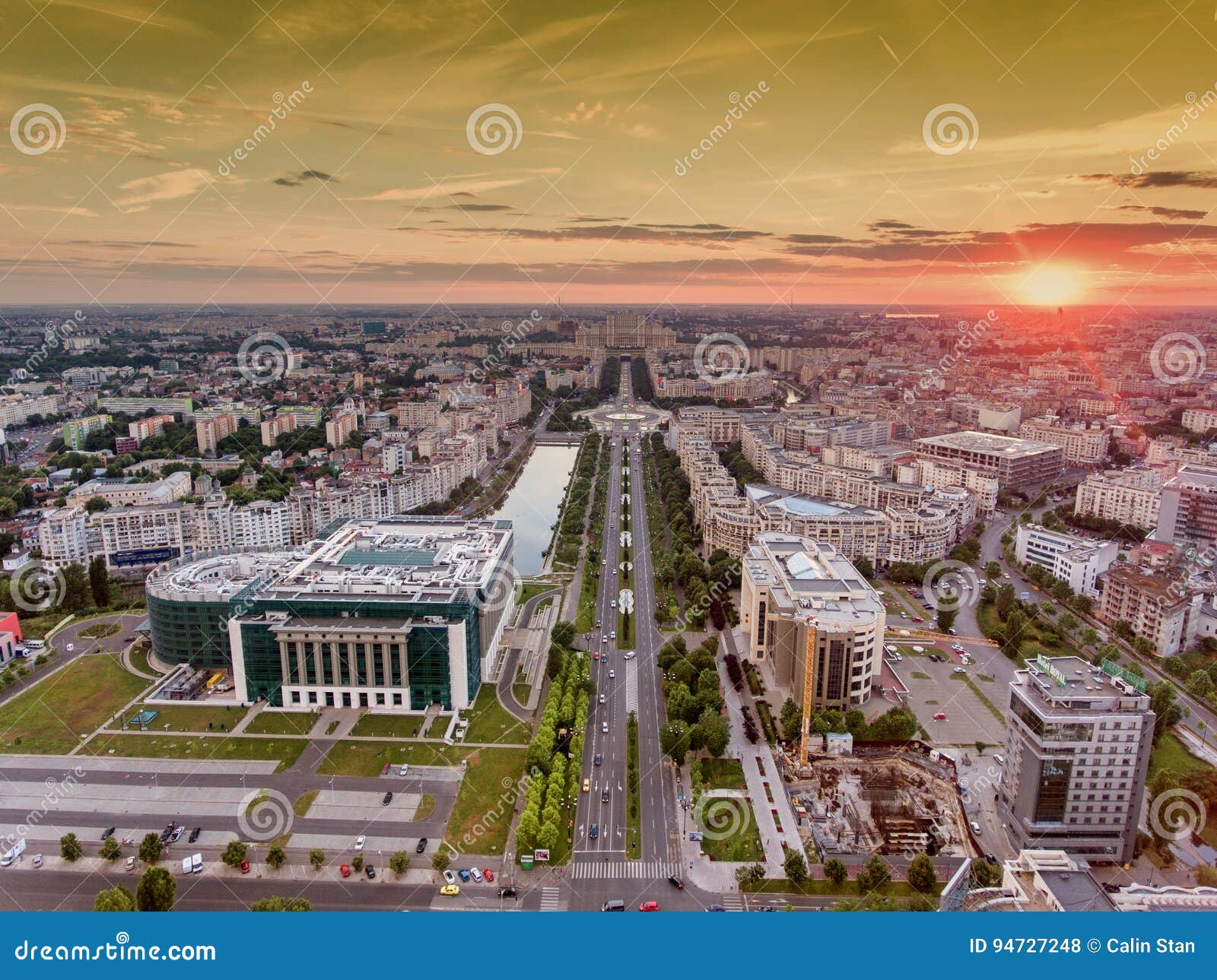 Bucharest Sunset Aerial View Stock Photo - Image of romania, view: 94727248