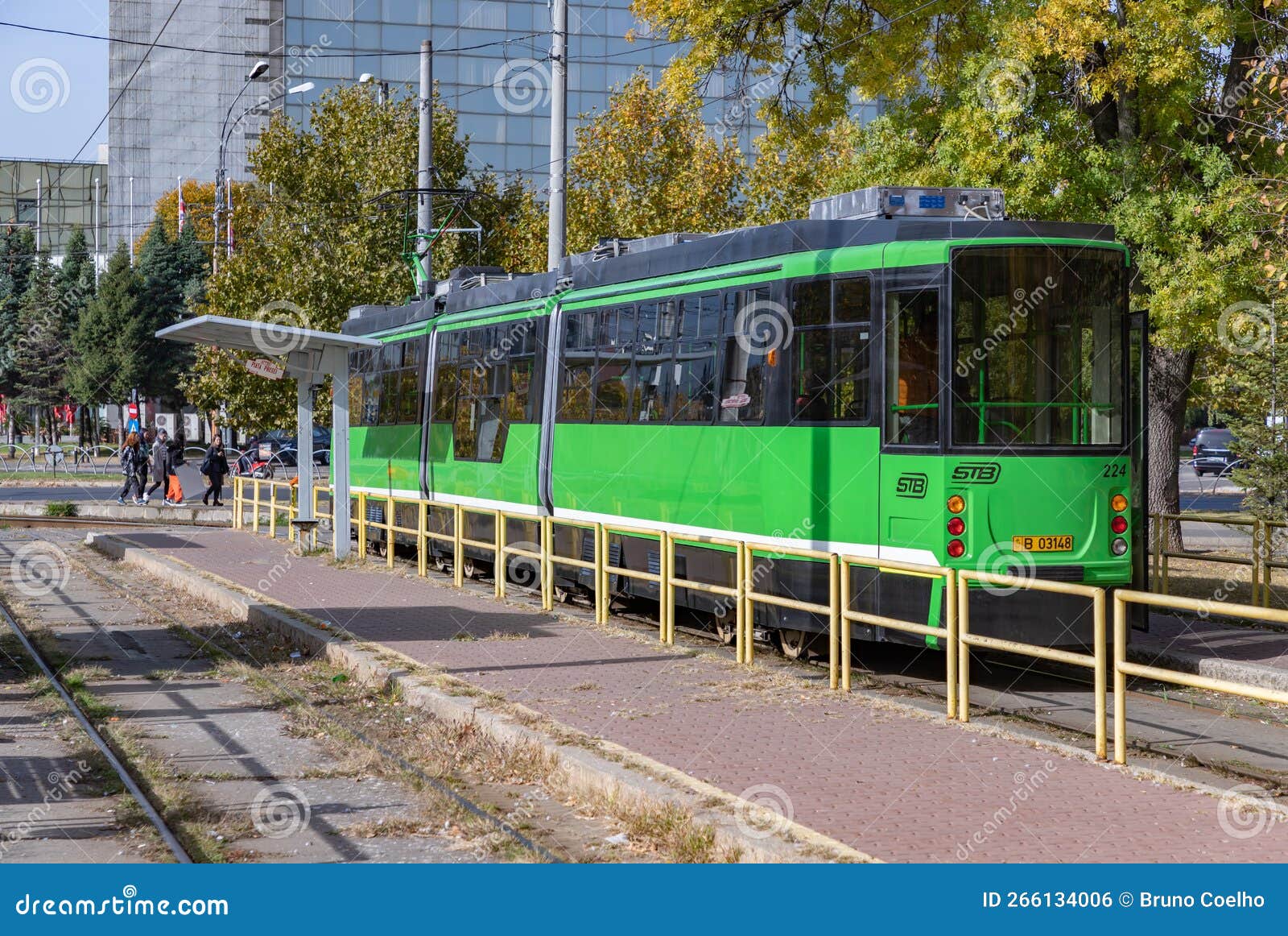 Bucharest Tram editorial photo. Image of trees, transportation - 266134006