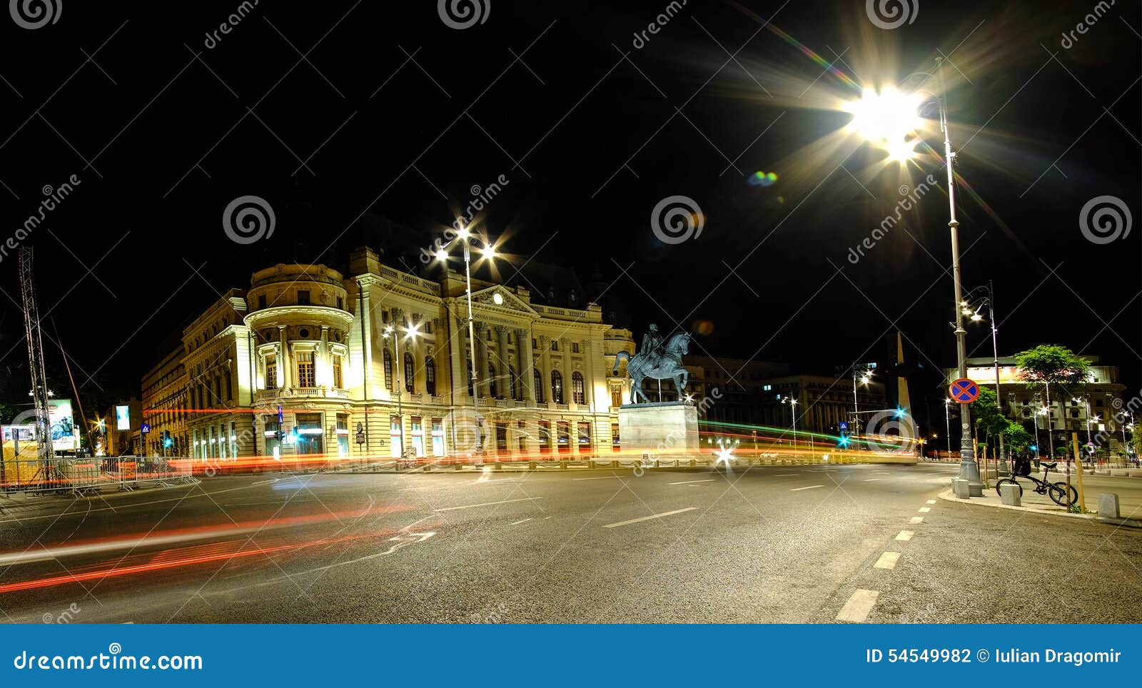 Bucharest University Library at Night Editorial Photography - Image of ...