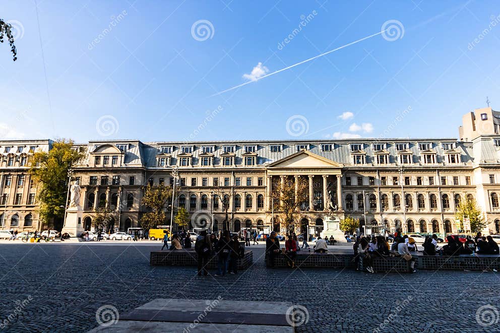 Bucharest University from the University Square in Bucharest, Romania ...