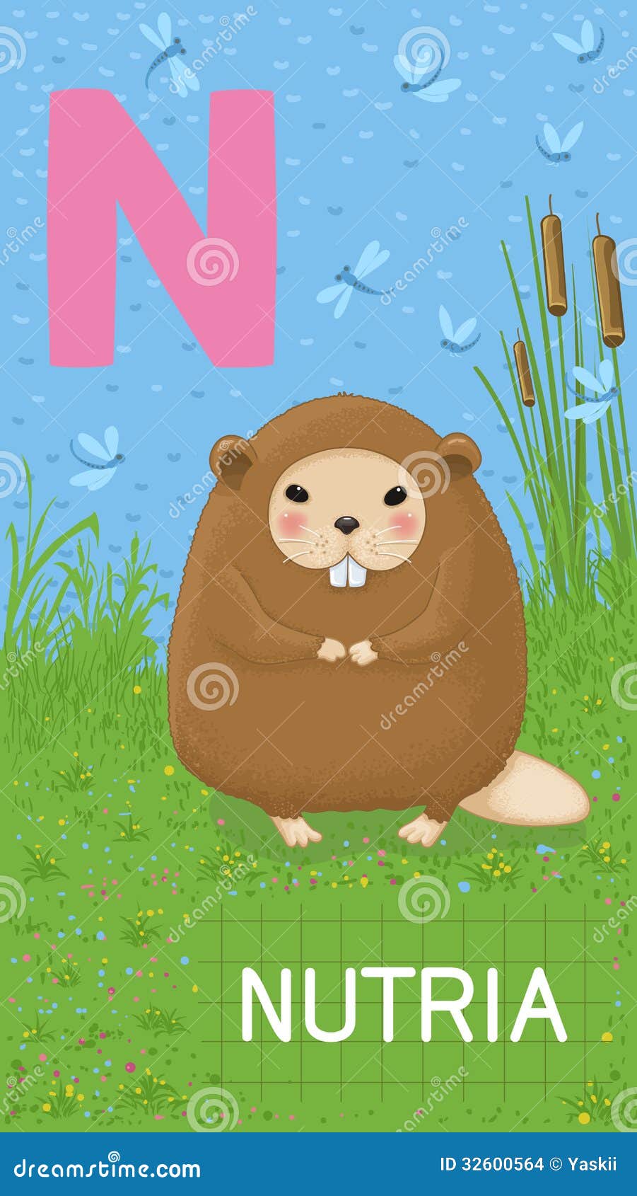 Buchstabe N, Tier-ABC vektor abbildung. Illustration von blatt - 32600564