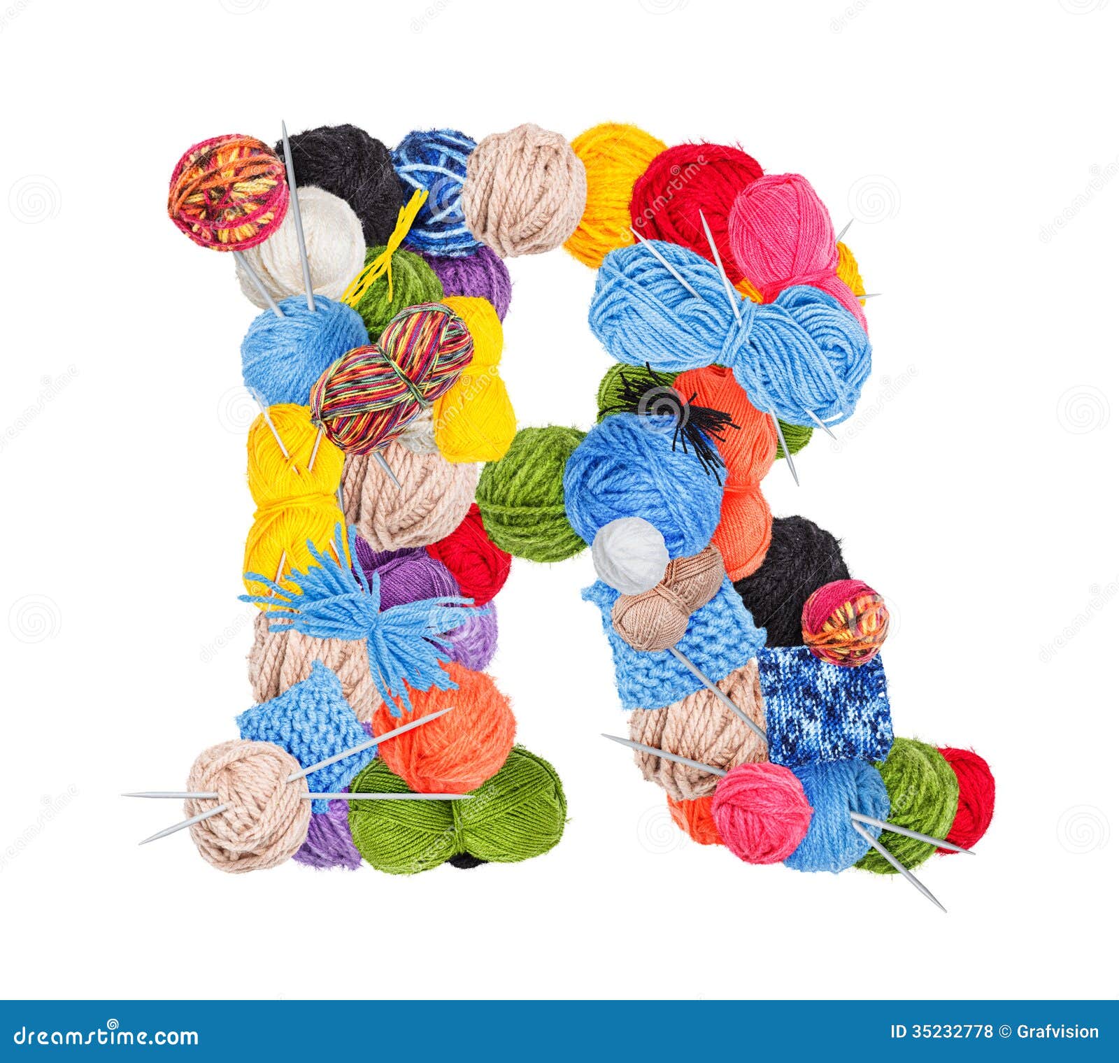 Buchstabe R stockfoto. Bild von bunt, industrie, stricken - 35232778