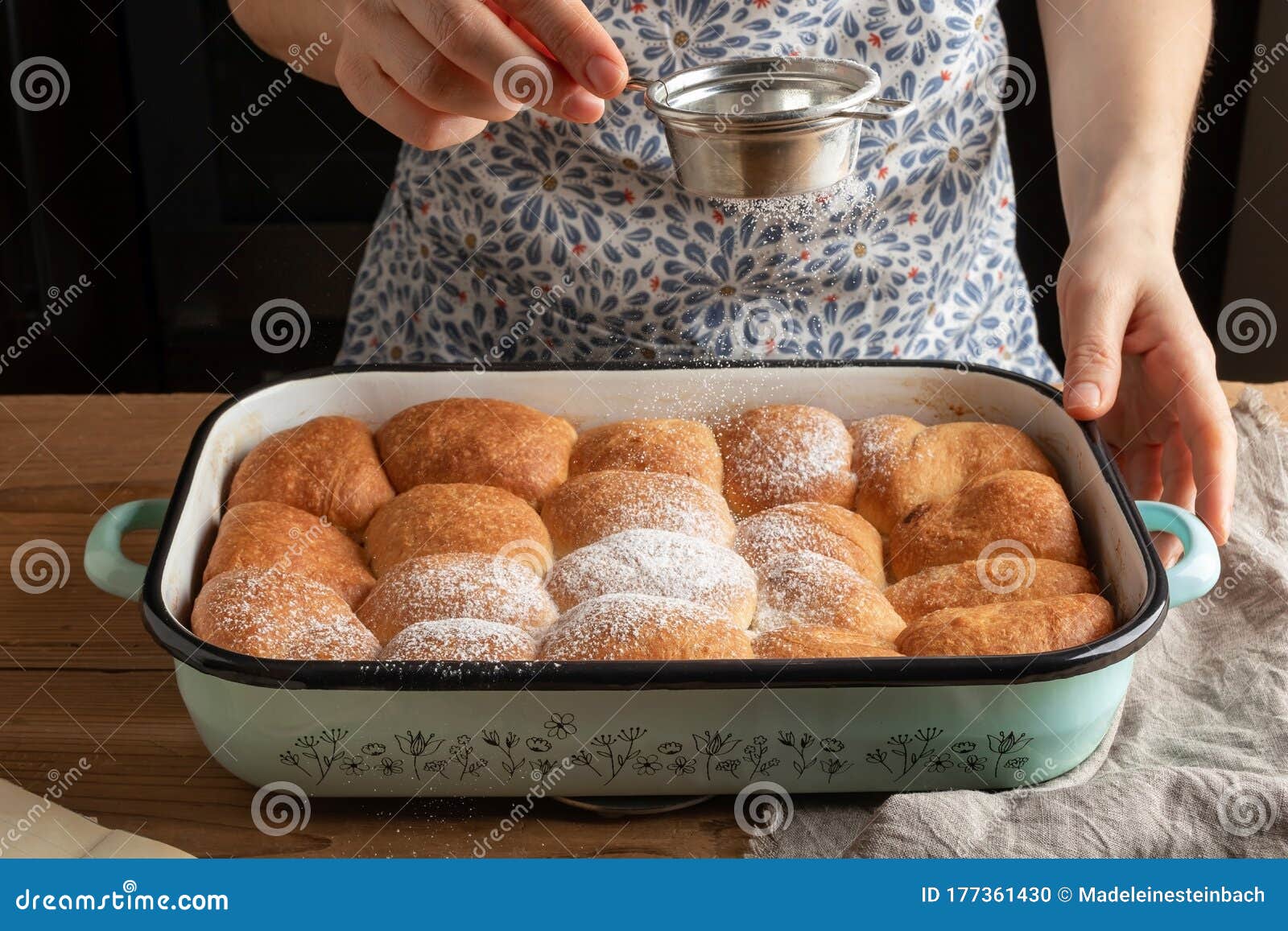 Buchty - Czech Sweet Buns Made Of Yeast Dough - Dusting With Sugar ...