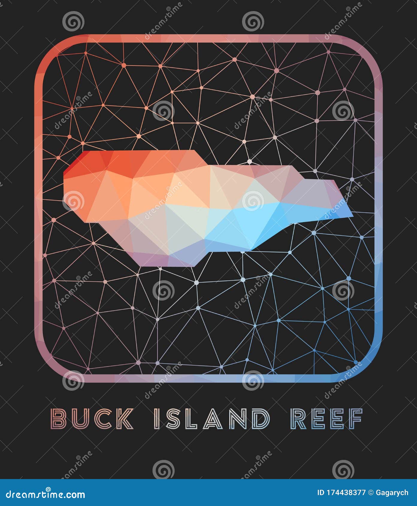 Buck Island Reef Map Design. Stock Vector - Illustration of poly ...