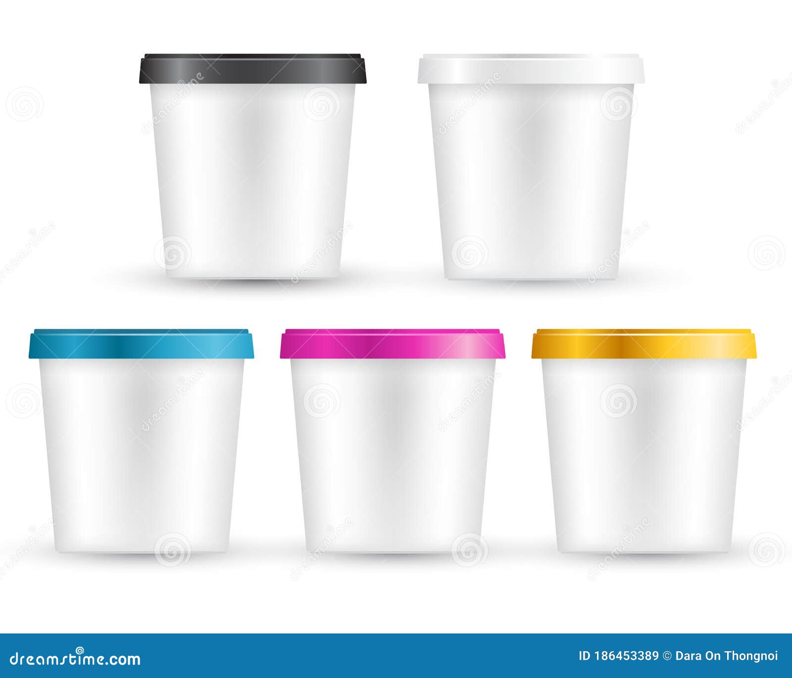 Ice Cream Buckets. Blank White Ice Cream Bucket Isolated On White ...