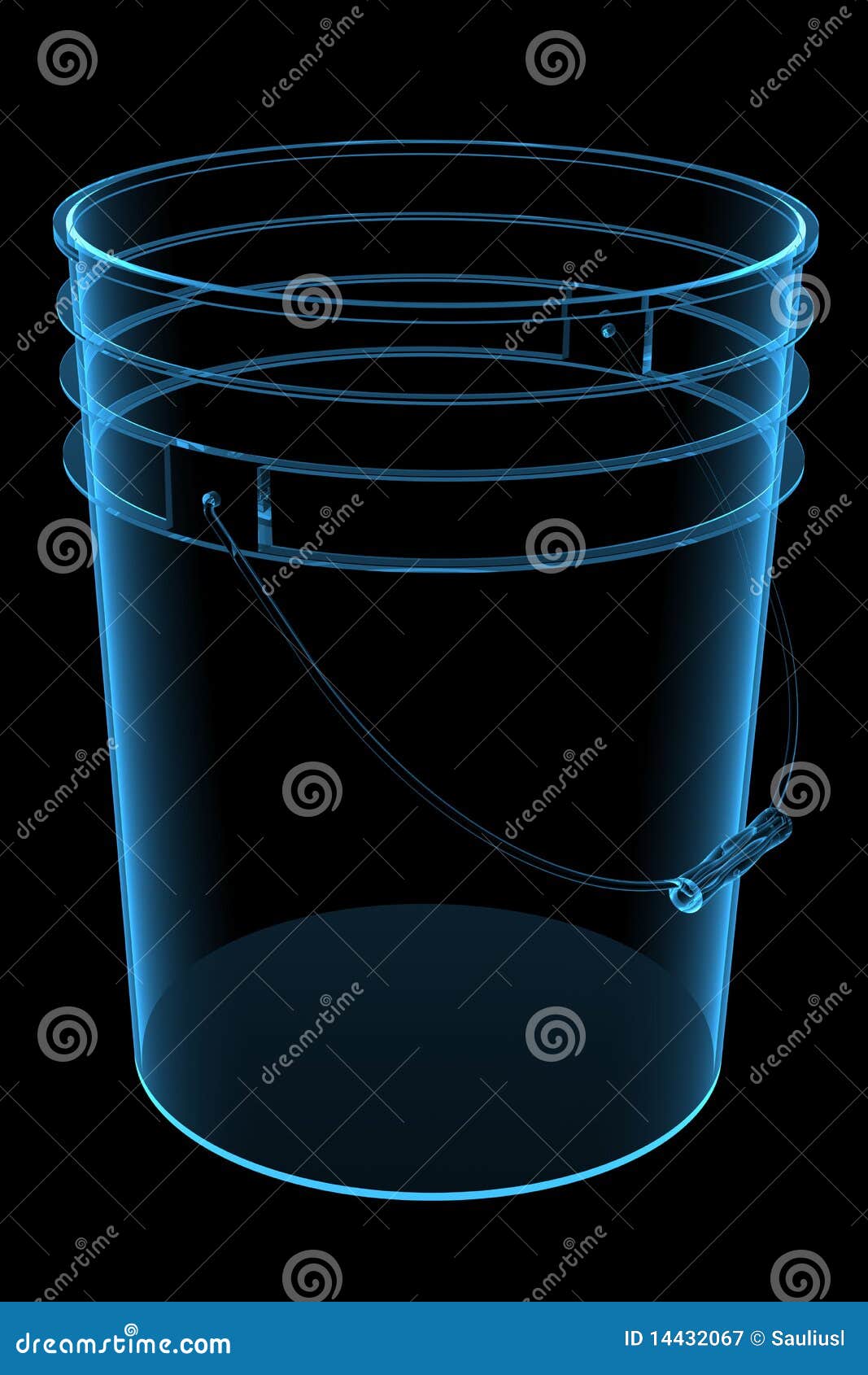 Bucket 3D X-Ray Blue stock illustration. Illustration of rendered ...