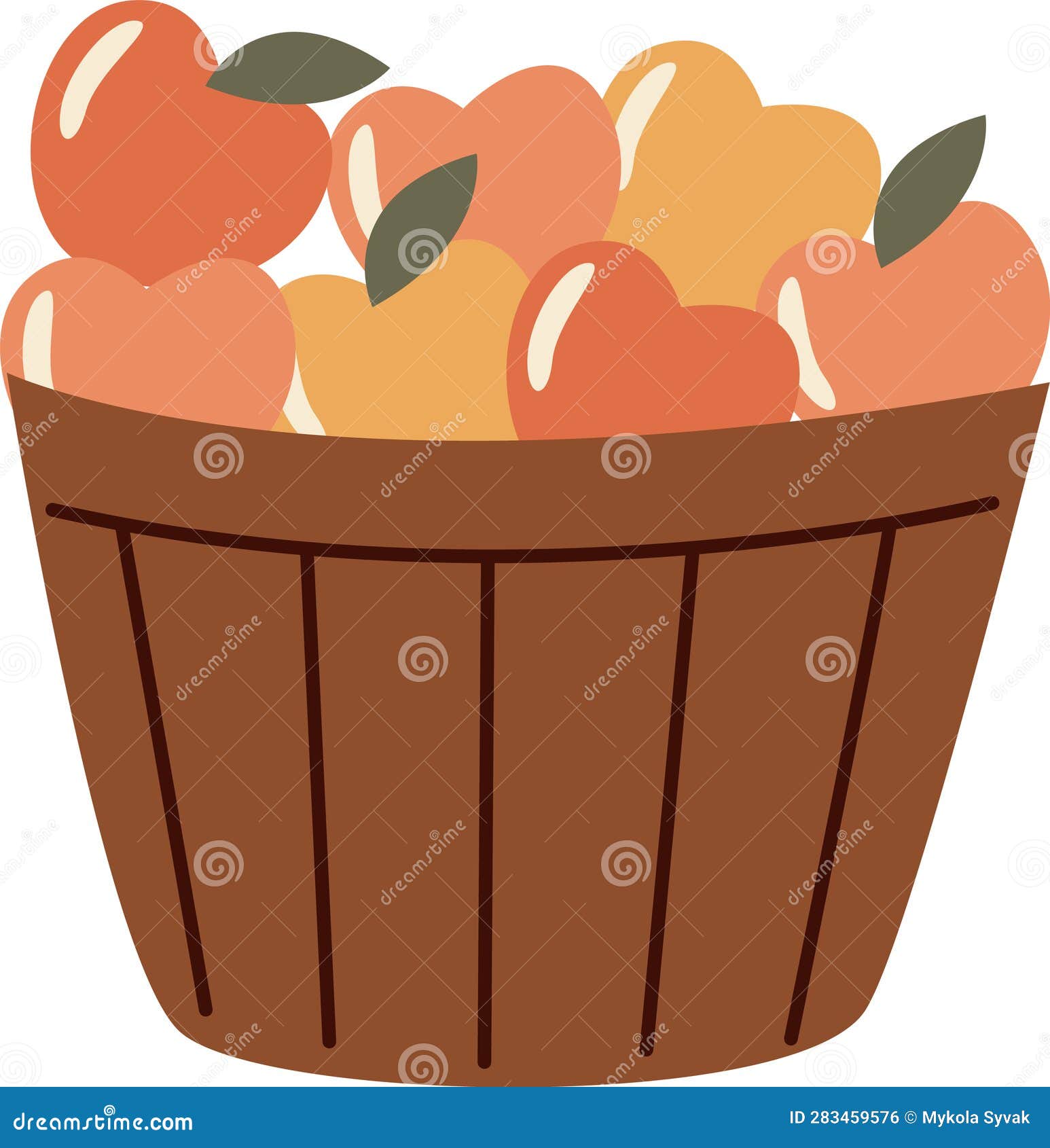 Bucket with Apples stock vector. Illustration of organic - 283459576