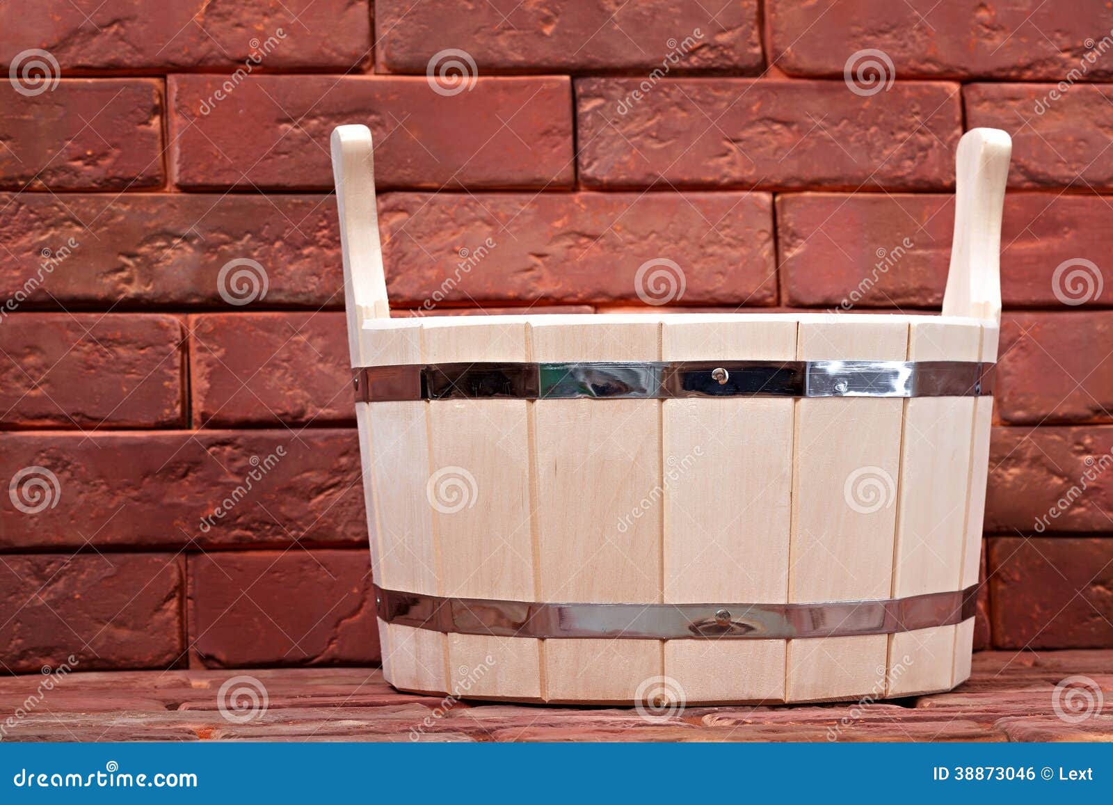 Bucket for a Bath on a Brick Surface. Stock Photo - Image of russian ...