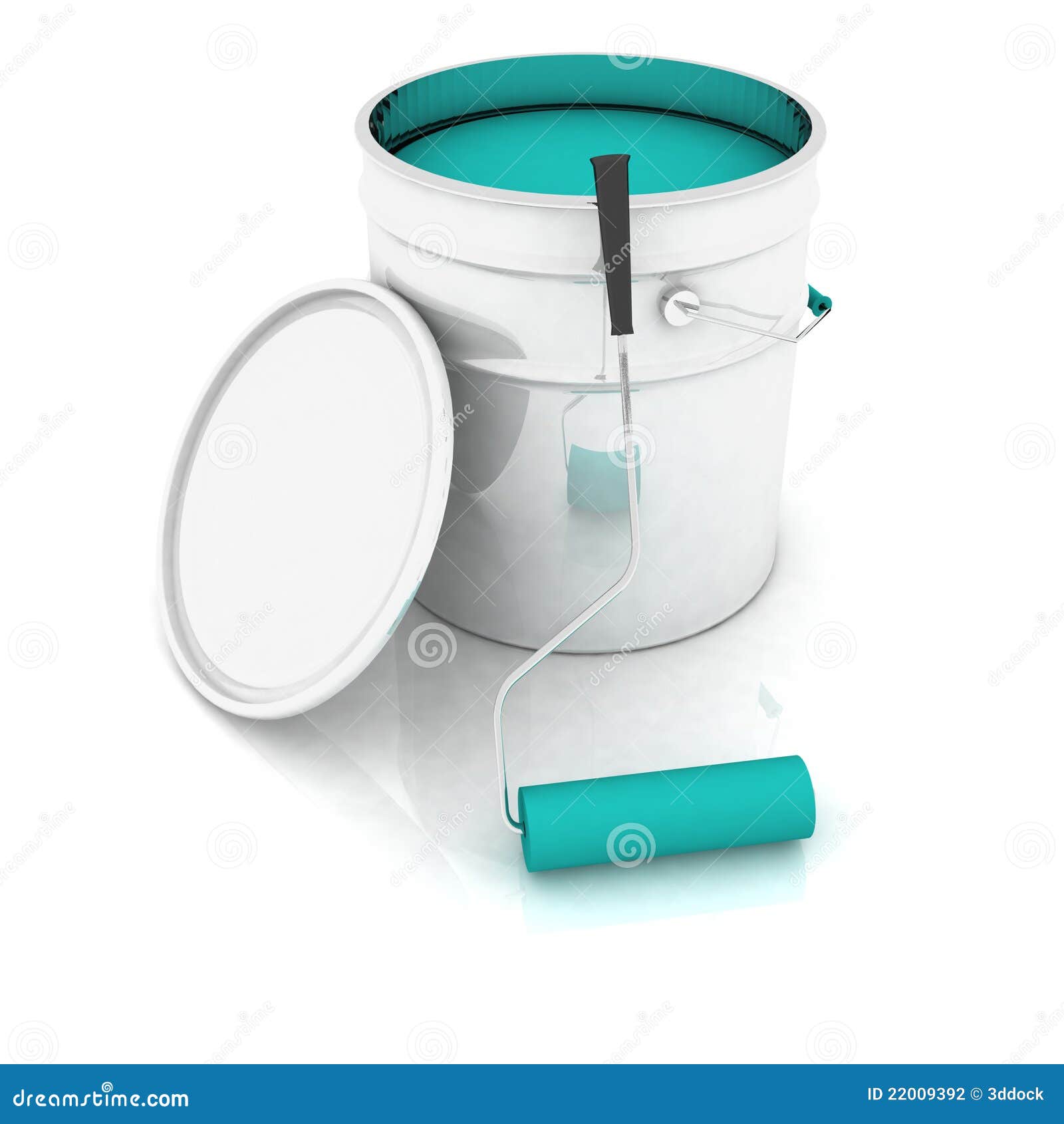 Bucket with blue paint stock illustration. Illustration of decoration ...