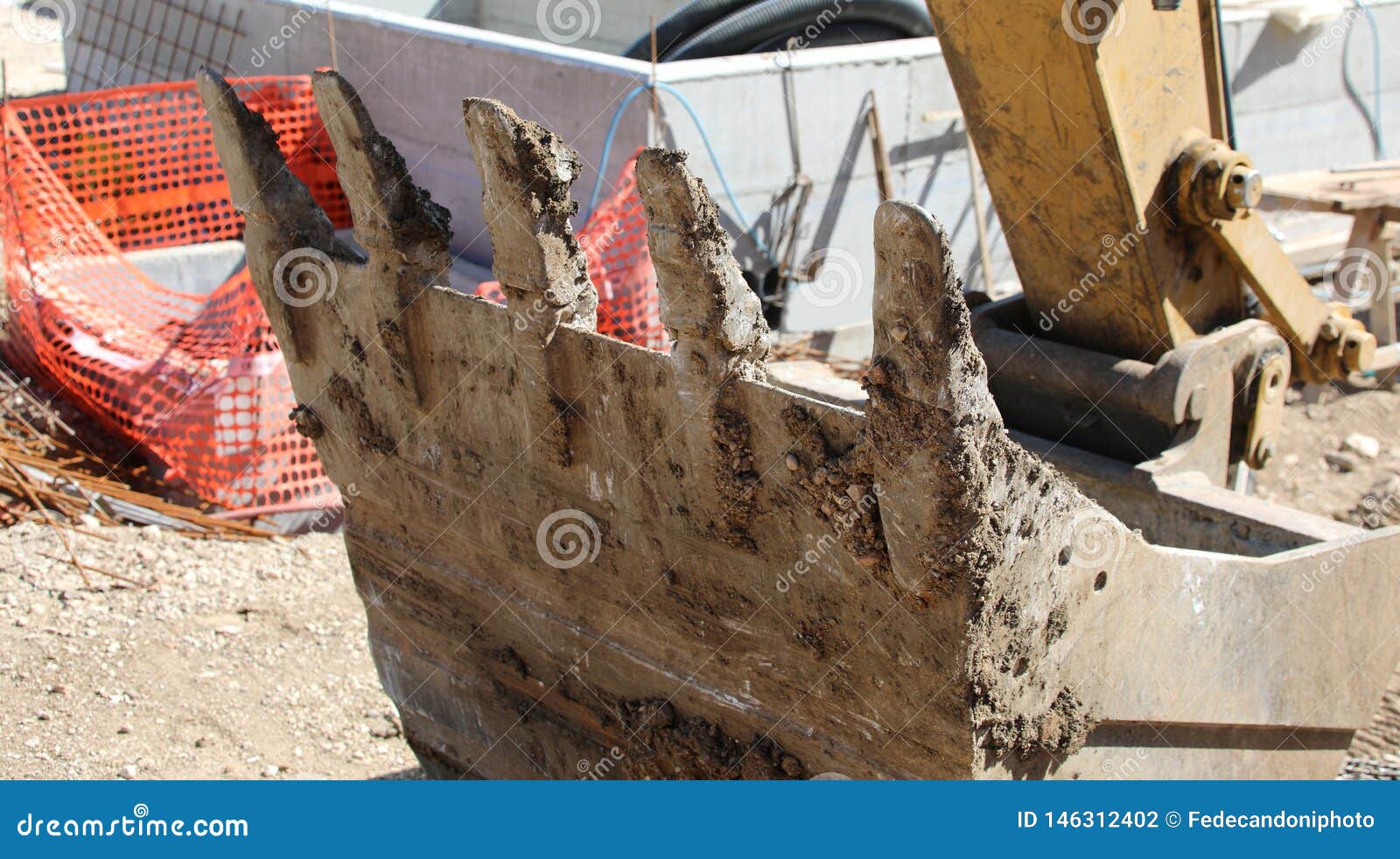 Bucket of a Bulldozer in a Construction Site Stock Photo - Image of ...