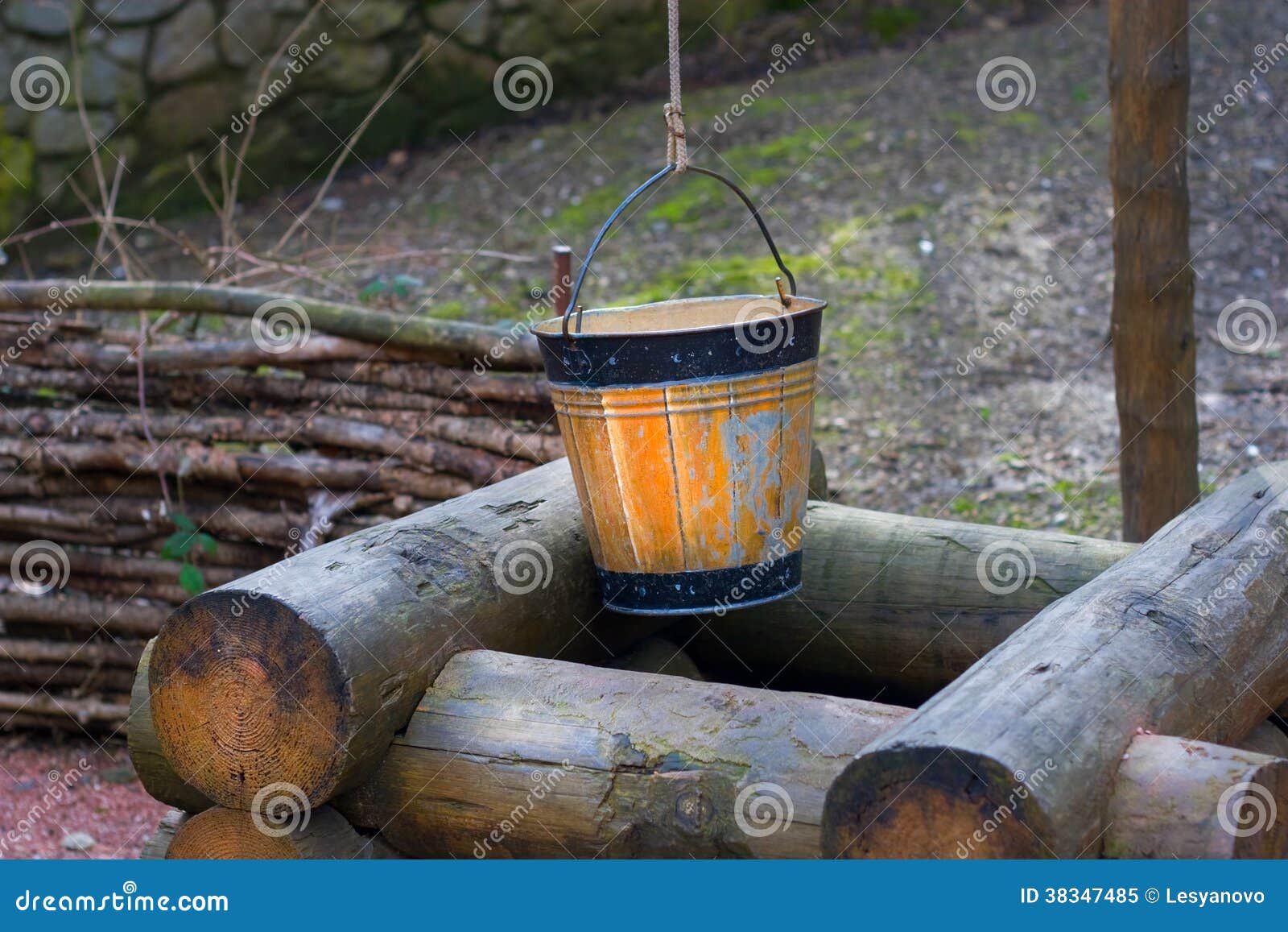 Bucket on a chain stock image. Image of vintage, chain - 38347485