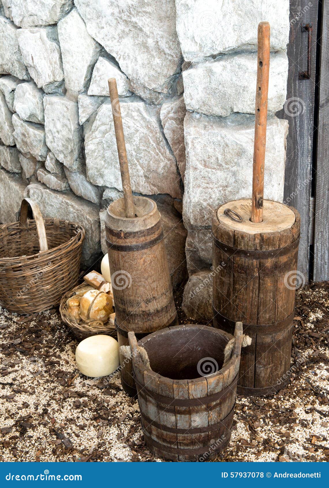 Bucket and churn tools stock photo. Image of cheese, display - 57937078