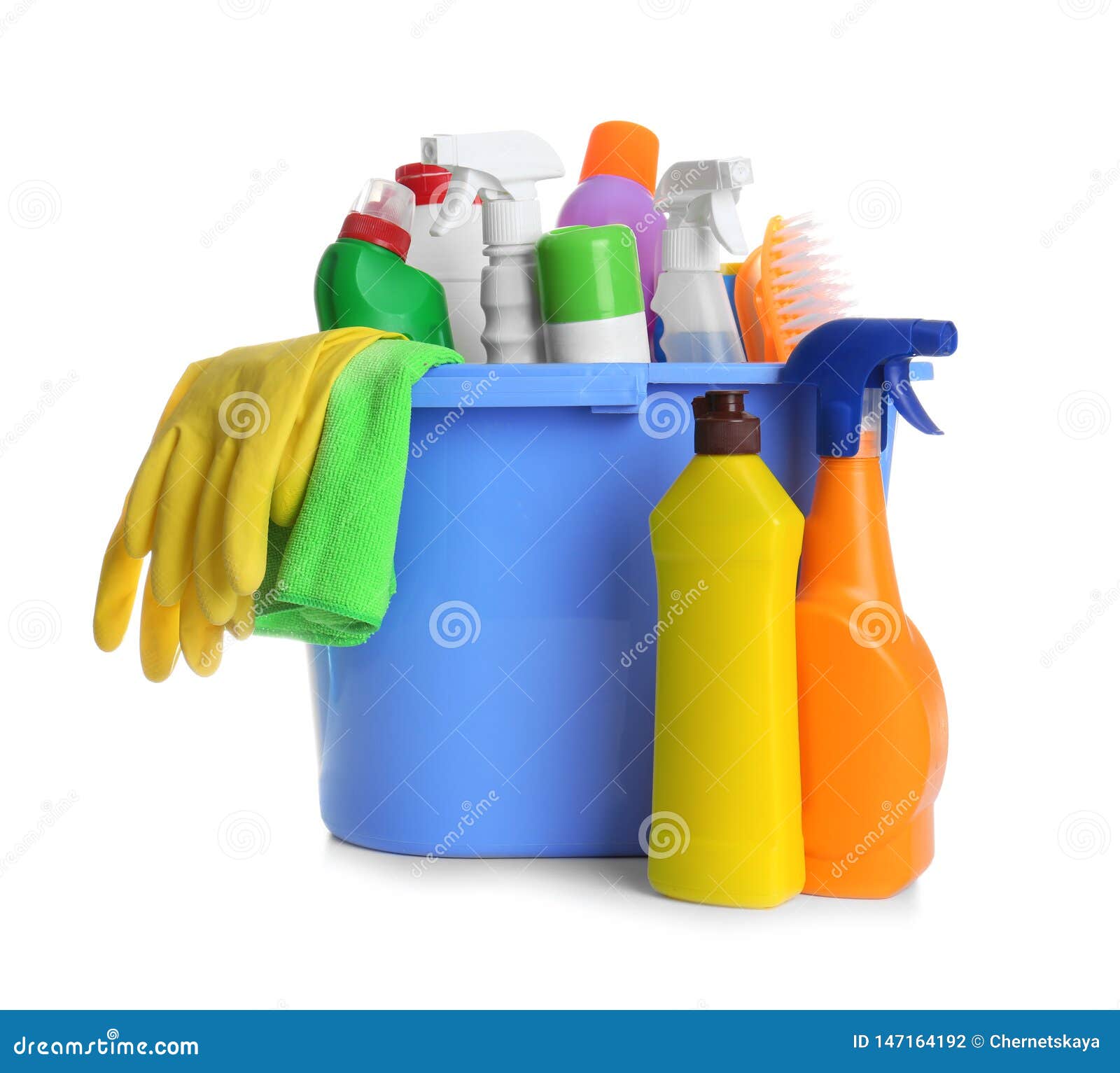 Bucket with Cleaning Supplies Stock Photo - Image of clean, cleaner ...