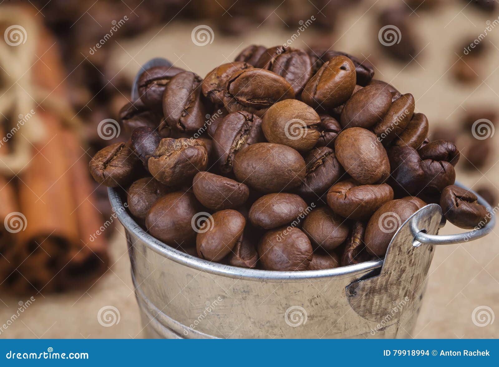 Bucket of coffee beans stock photo. Image of fiber, black - 79918994