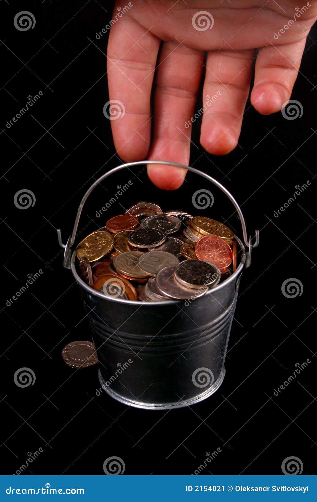 Bucket of coins stock image. Image of collections, bucket - 2154021
