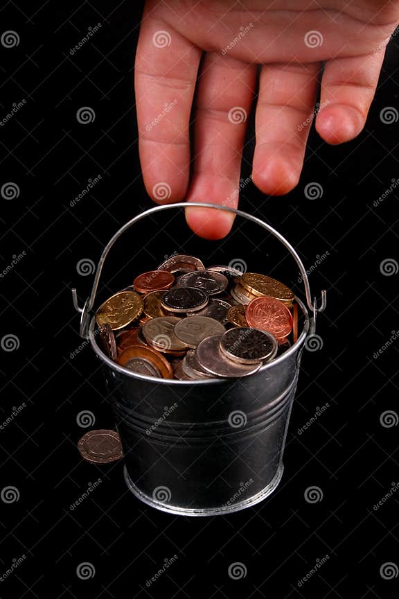 Bucket of coins stock image. Image of collections, bucket - 2154021
