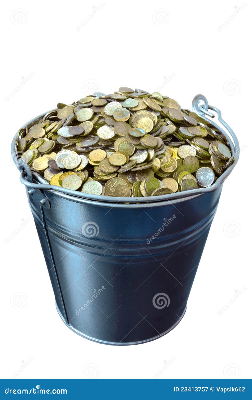 Bucket of coins stock image. Image of base, shroff, prosperity - 23413757