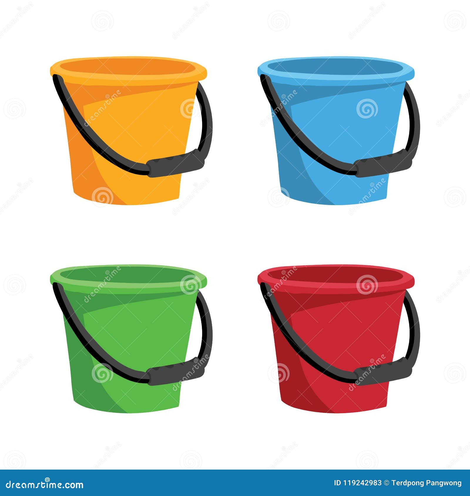 Bucket Collection Vector Design Stock Illustration - Illustration of ...