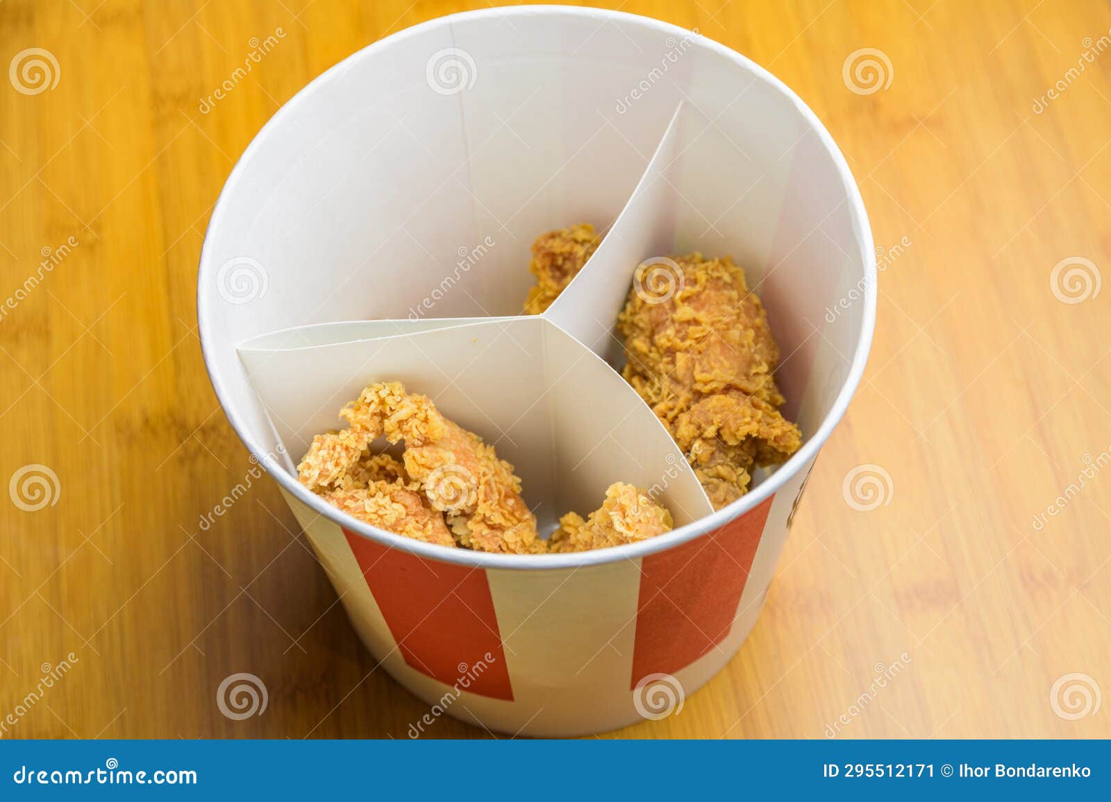 Bucket with Crispy Fried Chicken on a Table Stock Image - Image of ...