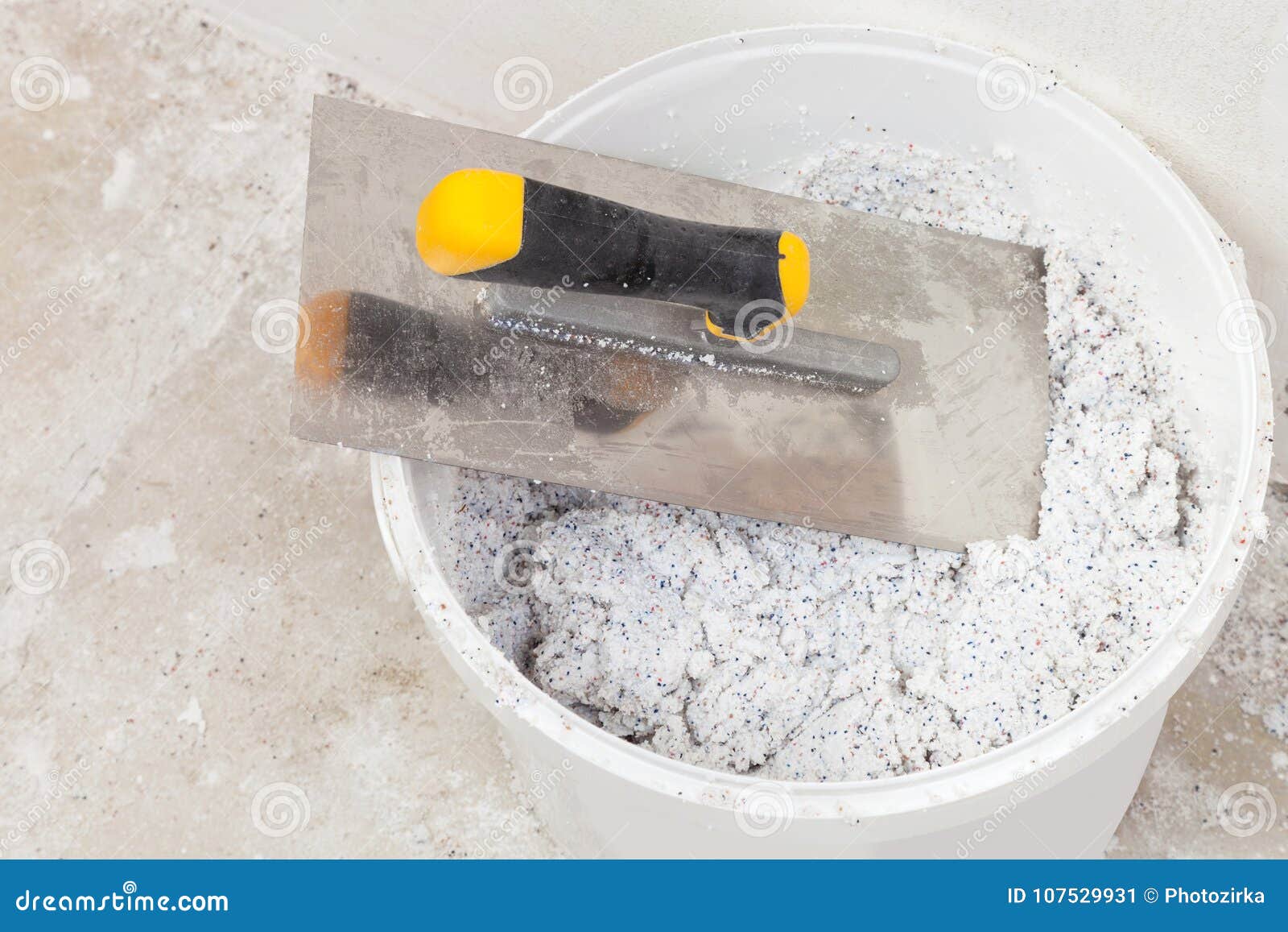 Bucket with Decorative Mineral Plaster Stock Image - Image of plasterer ...