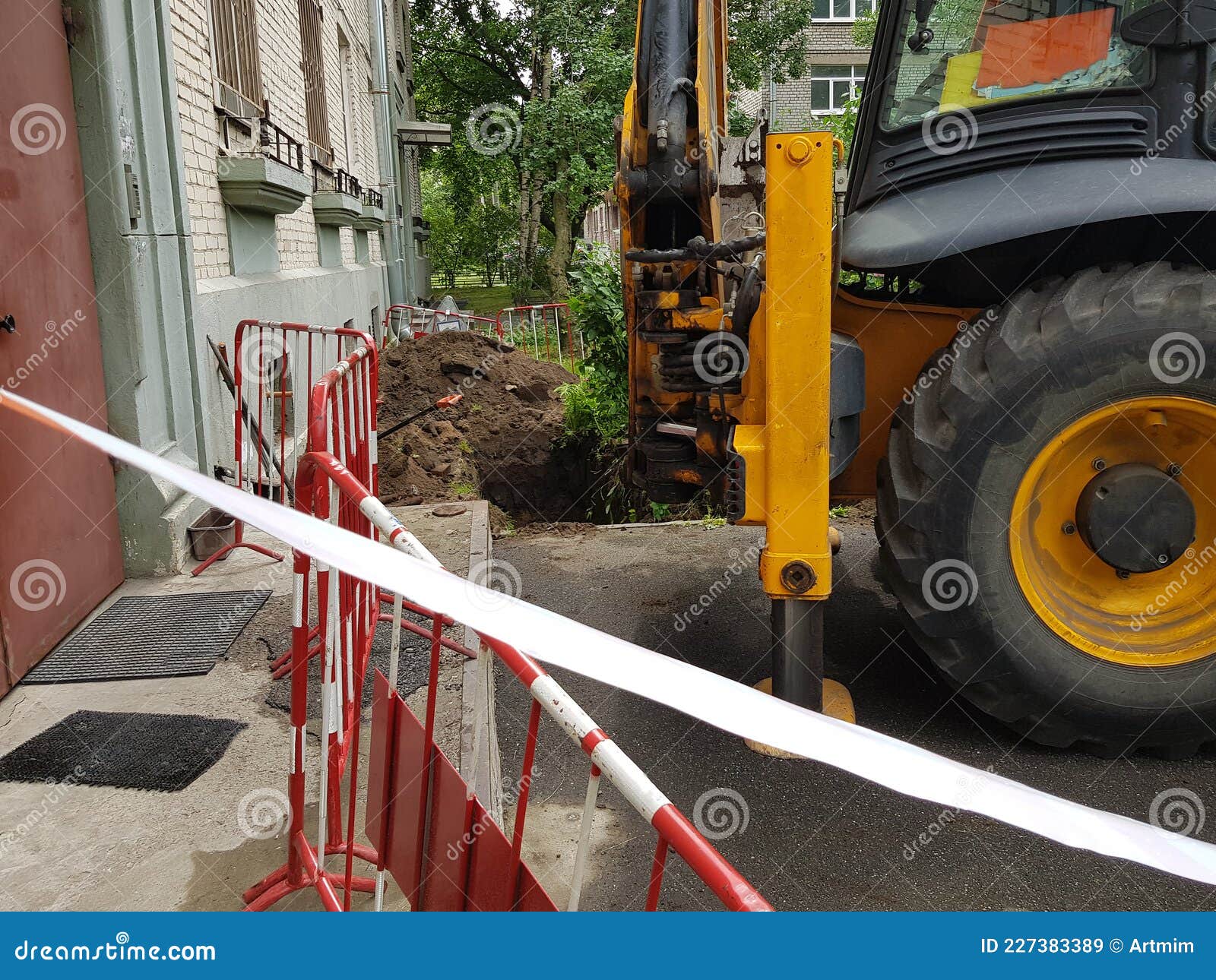 Digging A Trench. Earthworks, Digging Trench. Long Earthen Trench Dug ...