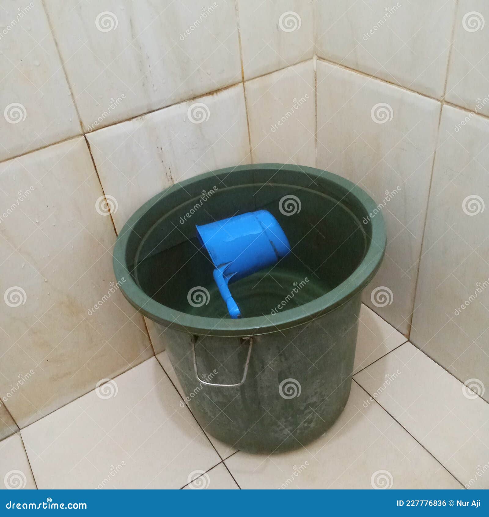 Bucket and Dipper in the Bathroom Stock Photo - Image of dipper ...